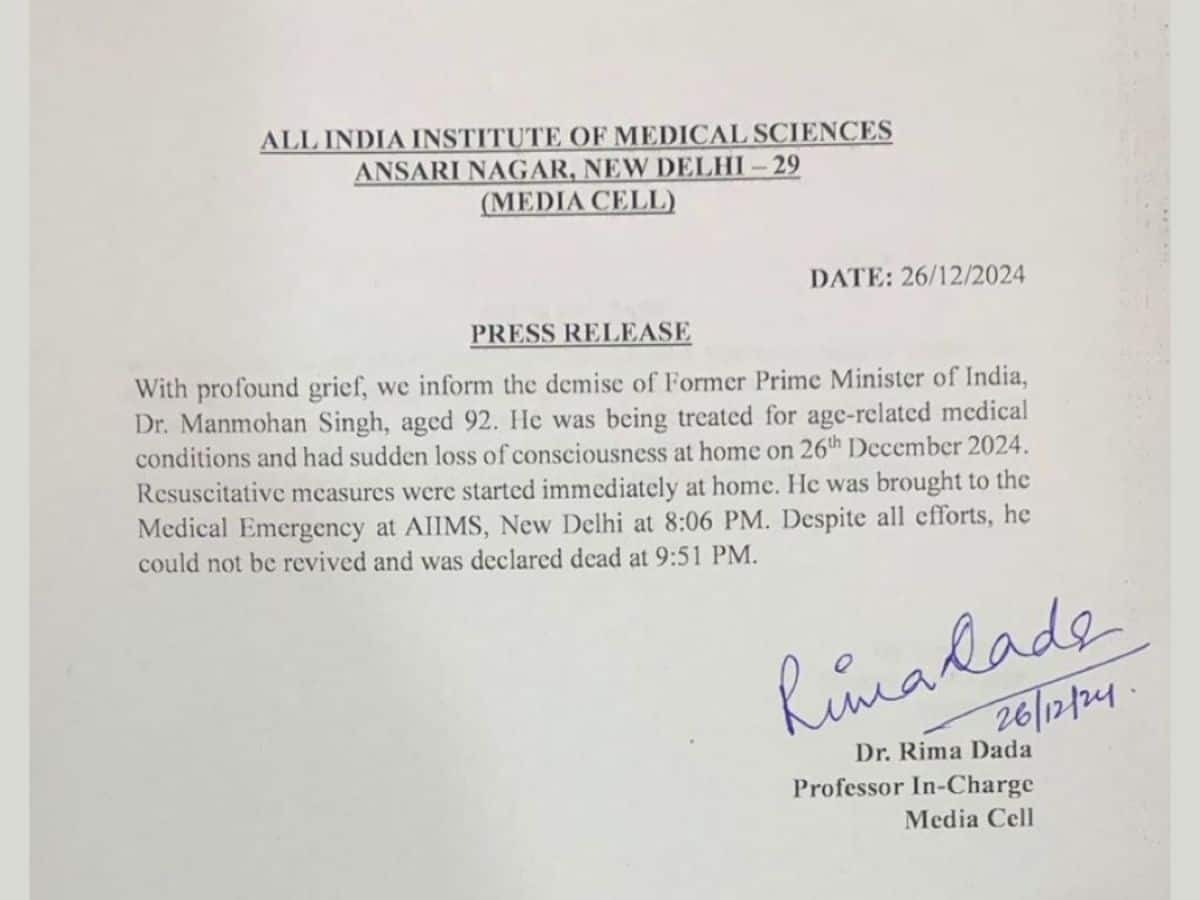Cause of Manmohan Singh's Death: Former PM Passes Away At 92, Reason of ...